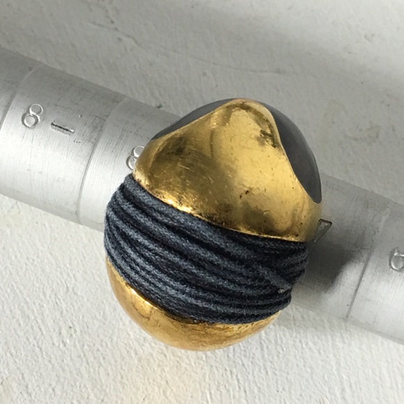 Jewelry | Vintage Gold Tone Black Rope Ring | Poshmark